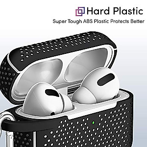 TALK WORKS AirPods Pro Case Cover with Keychain - Protective Hard Silicone Skin for AirPods Keychain Case Clip Carabiner Wireless Charging Compatible with Apple AirPod Pro Carrying Case 2019 - Black