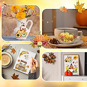 SATINIOR 16 Sheets Fall Rub on Transfers for Crafts and Furniture Maple Leaf Pumpkin Stickers Rub on Decals for Scrapbook DIY Wood Fabric Journal Dairy Envelope Crafts, 5.9 x 5.9 Inch