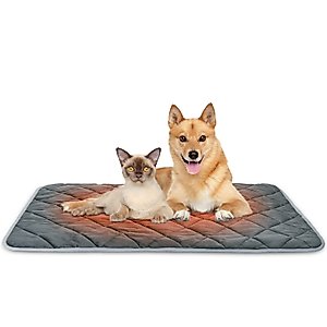 Nobleza Self Warming Pet Pad, Super Soft Plush Dog Crate Pad for Travel or Home, Washable Anti-Slip Kennel Mat for Large Medium Small Dogs and Cats, 45" × 28" Grey