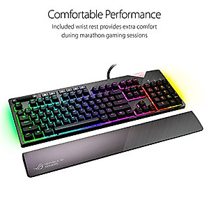 ASUS ROG Strix Flare (Cherry MX Red) Aura Sync RGB Mechanical Gaming Keyboard with Switches, Customizable Badge, USB Pass Through and Media Controls