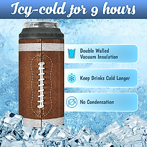 winorax Football Tumbler 4-in-1 Can Cooler Football Stainless Steel Insulated Tumblers Coffee Travel Mug Cup With Lid Gift Tumblers For Men Women Sports Gifts For Players Fan Coach Lovers