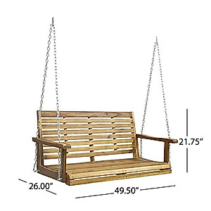 Viola Outdoor Aacia Wood Porch Swing, Teak