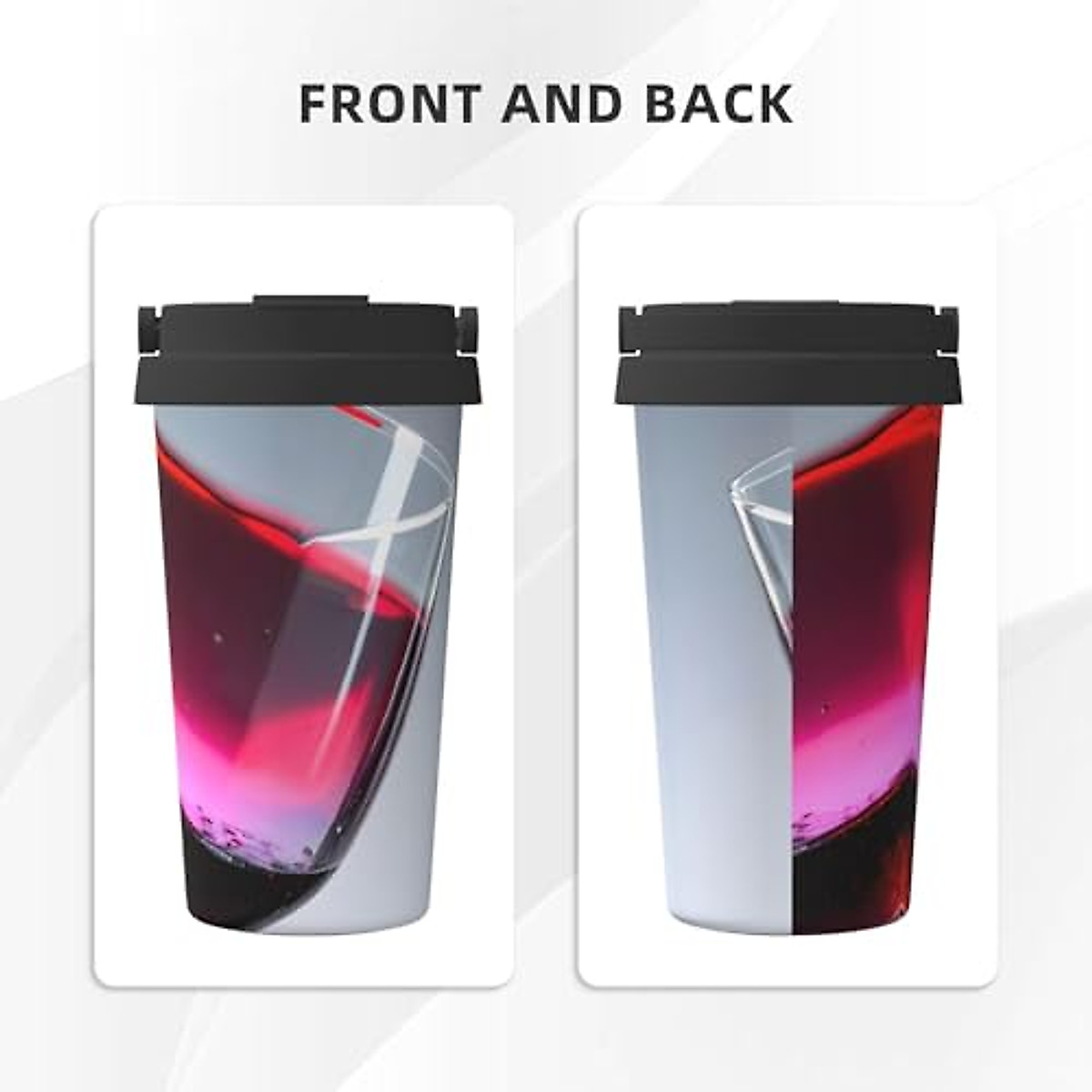 WANGXUEE Red Wine Bottle Glass Print 500ml Stainless Steel Travel Tumbler Double Wall Vacuum Insulated Coffee Mug