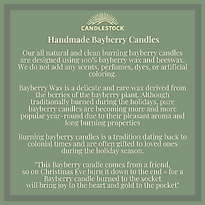 Candlestock Real Bayberry Taper Candle Pair 8 inch - Pure Bayberry and Pure Beeswax Blend - Dripless Taper Candle Pair - Bayberry Candles