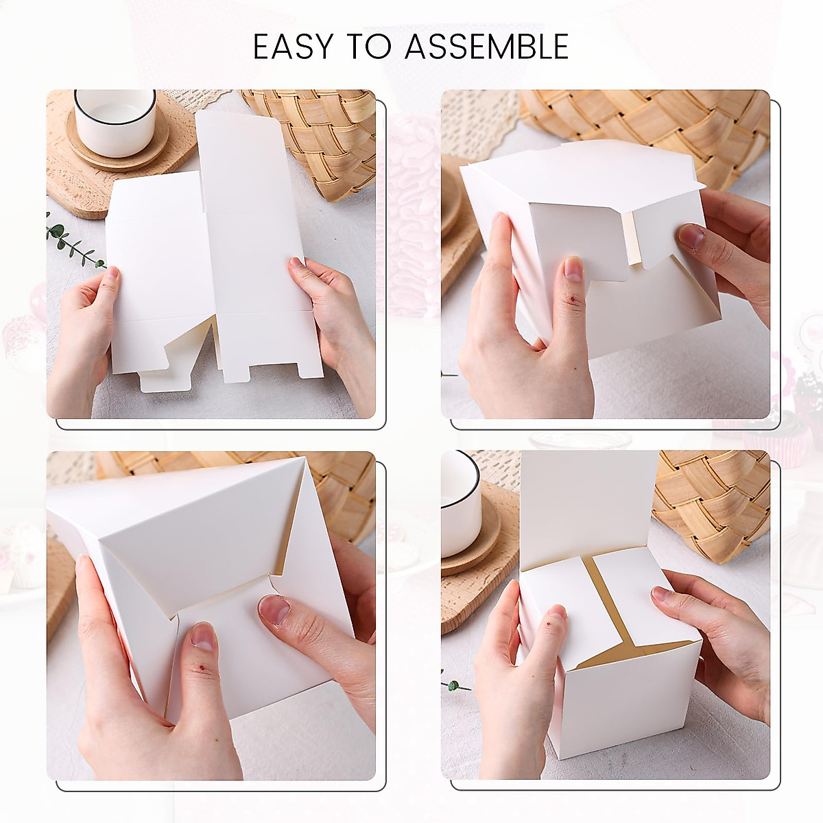 Shindel 50PCS Small Gift Boxes, 4x4x4 Inch White Gift Boxes with Lids Candy Treat Boxes Favor Boxes Candle Boxes for Birthday Bridal Shower Wedding