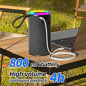 VANPEUSO B-703 Portable Bluetooth Speaker, IPX5 Waterproof, Dual Pairing, Bluetooth 5.3, with Built-in Mic/RGB Lights/TF Card