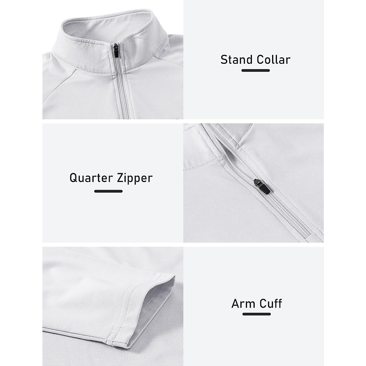 AIRIKE Women's Long Sleeve Shirts Pullover Quarter Zip Collared Sun Protection Workout Tops White L