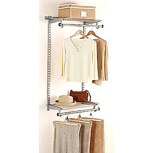 Rubbermaid Configurations Deluxe Custom Closet Kit, 3- to 6-Foot, Titanium, FG3H8800TITNM & Configurations Add-On Shelving and Hanging Clothes Kit, Titanium, 48", FG3H9200TITNM