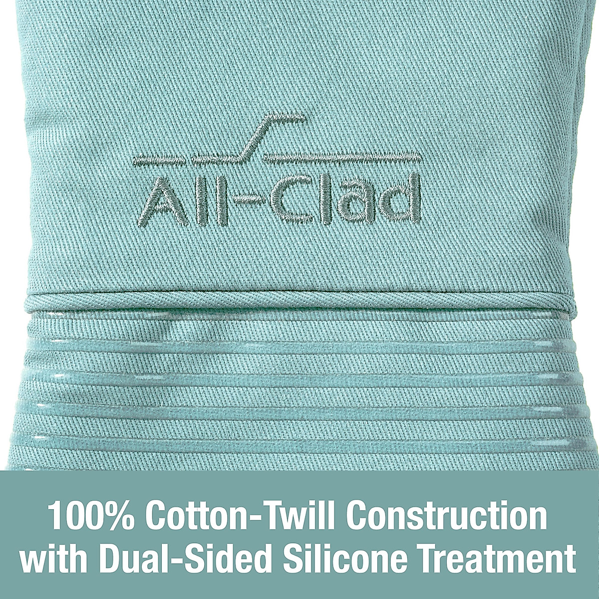 All-Clad Silicone Oven Mitts: Heat Resistant up to 500 Degrees - 100% Cotton & Silicone, 14"x7" Oven Mitt for Kitchen and Barbeque, 2-Pack, Rainfall