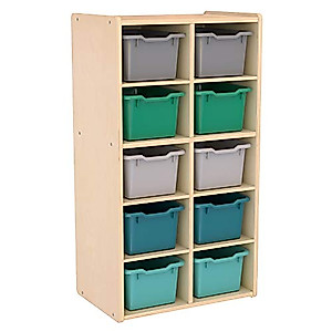 ECR4Kids Streamline 10 Cubby Tray Cabinet with Scoop Front Storage Bins, 5x2, Classroom Furniture, Contemporary