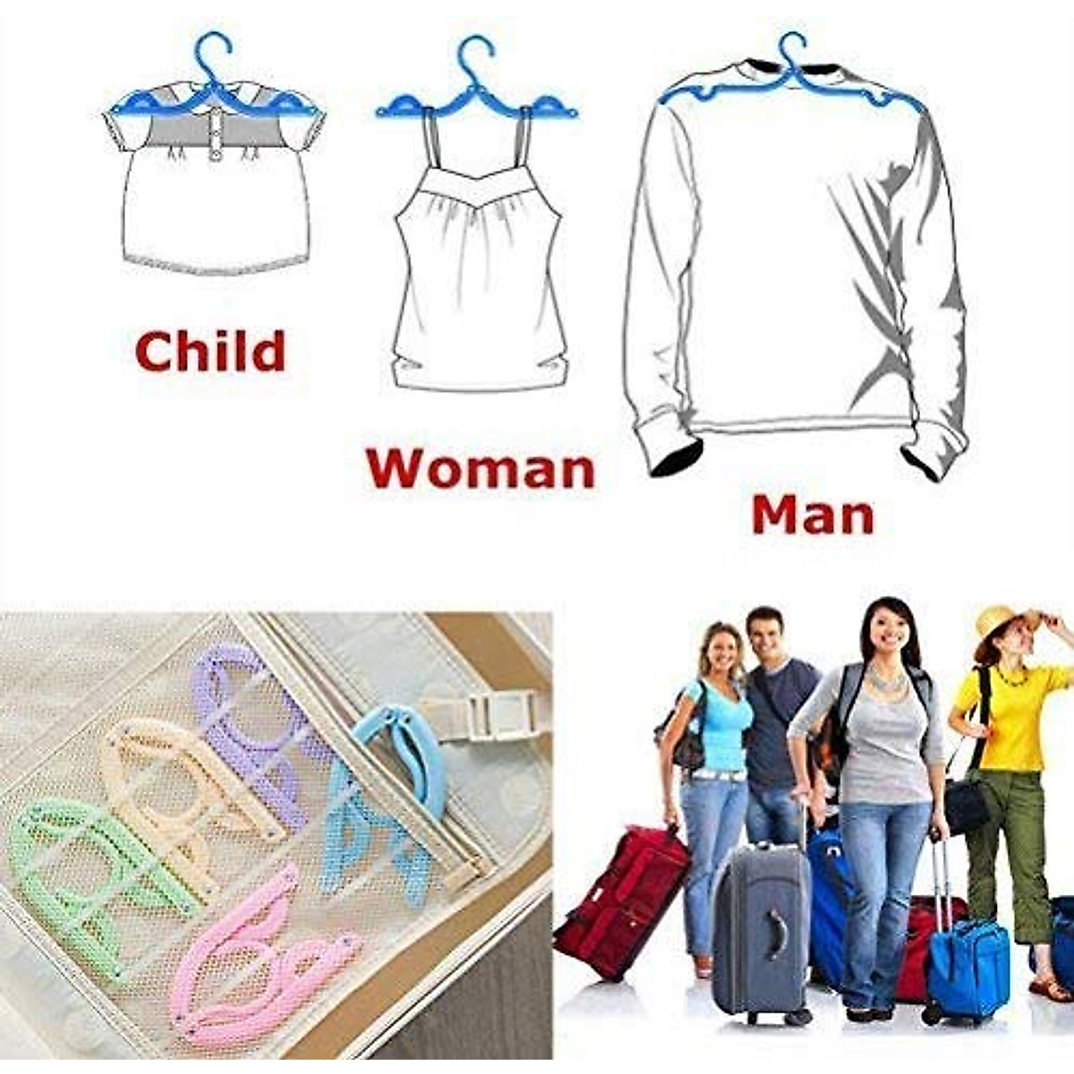20 Pcs Travel Hangers with Clips- Portable Folding Clothes Hangers Travel Accessories Foldable Clothes Drying Rack for Travel