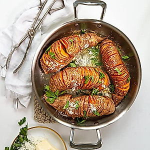 360° Fry Pan 11.5" with Short Handles, Stainless Steel Cookware, Hand Crafted in the United States, Induction Cookware.