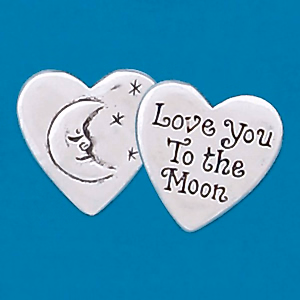 Basic Spirit Pocket Token Coin - Heart Love to Moon Coin - Handcrafted Pewter, Love Gift for Men and Women, Coin Collecting