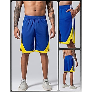 Liberty Imports 5 Pack Men's Quick Dry Athletic Basketball Shorts 9" Inseam with Pockets, Activewear for Workout Gym Running (Set 3, Medium)