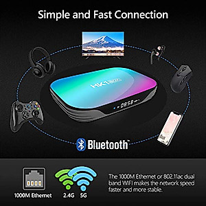 Sofobod HK1 Box Android 9.0 Smart TV Box with 4GB RAM 64GB ROM，Upgraded S905X3 Quad Core 64bit Cortex-A55 GPU G31 MP2, 2.4G/5G Dual WiFi BT4.0 H.265 Decoding LAN 1000, HD/4K/8K(HK1-4D)