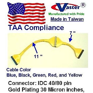 UDMA 40/80 Round IDE/EIDE/ATA HDD Data Cable, 2 Drive 18 Inches, BLACK Color
