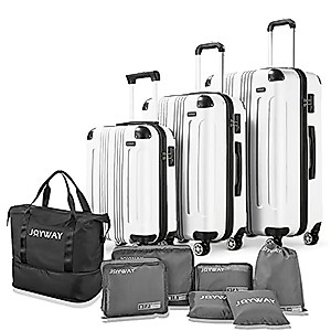 Joyway Luggage 10-Piece Sets,ABS Hardside Suitcase with Spinner Wheels,TSA Lock Luggage Sets for Women and Men(White)