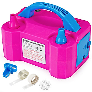 RUBFAC Balloon Pump Electric, Portable Balloon Blower Machine 110-120V 600W Air Balloon Inflator with Balloon Accessories for Balloons Decoration Birthday Parties Baby Showers Weddings (Red)