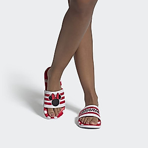 adidas Women's Adilette Comfort Slides Sandal, White/Ray Red/Core Black, 5