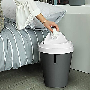 VREF Indoor Trash Can Wastebasket Household Coffee Cup Style Plastic Trash Can Living Room Kitchen Waste Bin Garbage Can (Color : Gray, Size : 32CM)