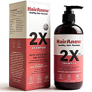 HairAnew Hair Growth Shampoo For Thicker, Stronger Hair | Perfect For Thin or Thinning Hair | Biotin Shampoo with Organic Argan Oil | Works for Women & Men, All Hair Types | Sulfate Free & Color Safe