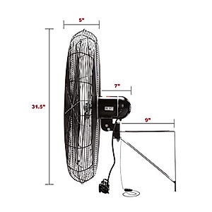 TPI Corporation Single Phase Wall Mount Commercial Circulator – 30" Diameter, 120 Volt Exhaust Fan – Ventilation Fans. Commercial Extractor Fans