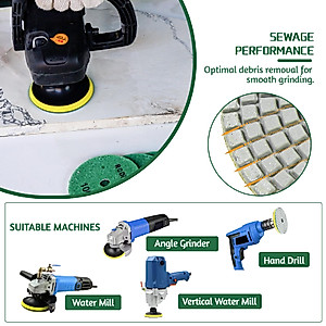 4 Inch Diamond Polishing Pads -11PCS Stone Polishing Kit, 50-3000 Grit with Two Different 5/8’’-11 Backer Pads for Granite, Marble, and Quartz Countertops - Use with Drill, Grinder, and Polisher.