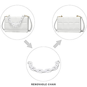 YIKOEE Mini Purse for Women with Detachable Plastic Chain Strap (White)