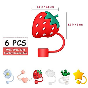 6 Pieces Stanley Straw Cover, Stanley Cup Straw Cover, Drinking Straw Cover, Straw Covers Cap For Stanley Cup, Straw Covers, Stanley Cup Straw Topper, Straw Covers for 0.4 inch Straws