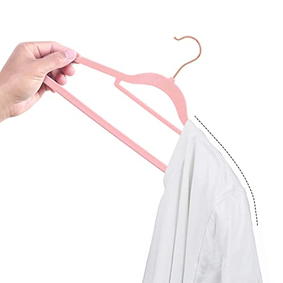 BBFISH Premium Velvet Hangers Home Non-Slip Clothes Hanger 50 Pack Ultra Thin Space Saving with 360° Swivel Rose Gold Hook Strong and Durable Coat Hangers (Pink)