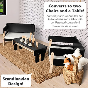 Dream On Me JPMA & Greenguard Gold Certified Osko Convertible Toddler Bed Made with Sustainable New Zealand Pinewood in Black, Non-Toxic Finish