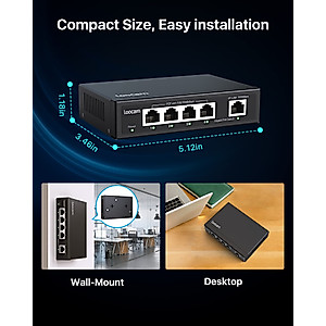 5 Port Gigabit PoE Switch, 4 Port PoE+ 65W 1000Mbps and 1 Uplink Port, IEEE802.3af/at Plug and Play Unmanaged Ethernet Network Switch, Sturdy Metal Casing