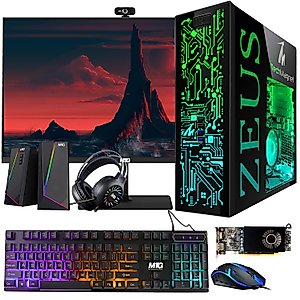 TechMagnet Gaming Desktop PC, Intel i5 6th Gen, Zeus Pro 6, RX 550, 16GB RAM, 256GB SSD + 1TB HDD 27 Inch 165Hz Monitor, RGB Keyboard Mouse Speaker Headphone, Webcam, Win 10 Pro (Renewed)