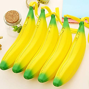 lotusflowert Cute Silicone Banana Shape Pencil Case bag Coin Bag Key Pouch(Yellow) 11