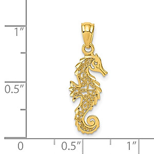 DIAMOND JEWELRY NY 14K Gold Polished Filigree Seahorse Pendant