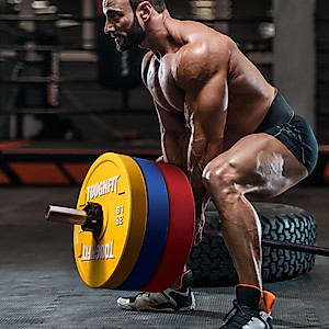 ToughFit Color Coded Olympic Bumper Plates for Barbell, 2-Inch Weights Plates With Steel Insert Weight Lifting Plate for Strength Training in Home Gym,10LBS