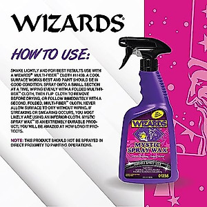 Wizards Spray Mystic Wax - Slick Finish Detailer and Glass Cleaner For Car Detailing Kit - Durable Spray Wax and Ceramic Boost - Repels Water and Protects With No Residue - 22 oz - Made in USA