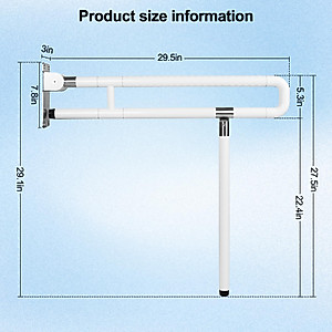 CALEPTONG Handicap Toilet Grab Bars - 29.5 Inch Foldable Toilet Safety Rails Stainless Steel Bathroom Flip-Up Handicap Rails Anti Slip Shower Handrail for Elderly Pregnant Seniors Disabled Injury