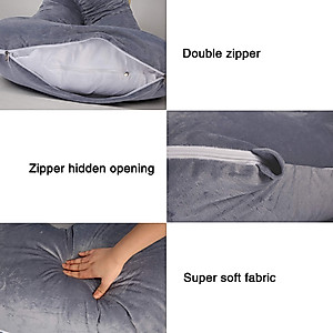 Koreyosh Pregnancy Pillow Full Body Pillow Velvet Maternity Pillow for Pregnant Woman Total Body Pillow with Machine-Washable Cover,Grey (U-Shaped)