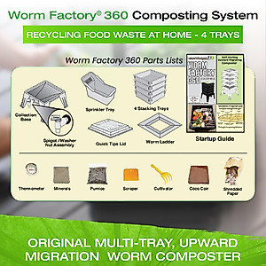 Worm Factory 360 Black US Made Composting System for Recycling Food Waste at Home