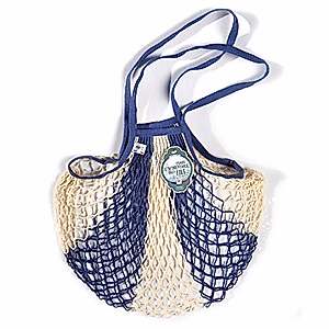 The French Filt Le Fillet Regular Shoulder Carrying Cotton Net Shopping Bag – Filt Medium Bag in Blue and White