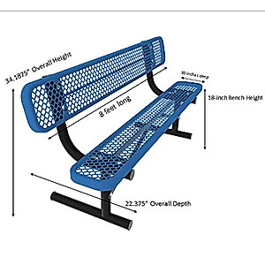 Norwood Commercial Furniture Open Air Series Heavy Duty Portable Outdoor Bench with Back,Surface Mount, 8 Feet, Green