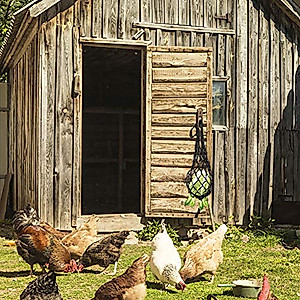 Mipcase Goat Feeder Hay Net for Horses Holes, Nylon Mesh Rope Hanging Feeder Livestock Feeding Mesh Bag for Goat Horses Alpacas Trailer Stall Simulates Grazing Reduce Waste Hay Feeder