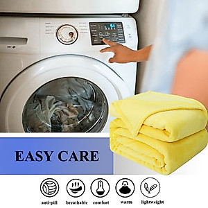 JIAHANNHA Yellow Fleece Throw Blanket 50"x60" for Adults, Super Soft Cozy Plush Velvet Throw Blanket for Couch Sofa Bed,Warm and Lightweight