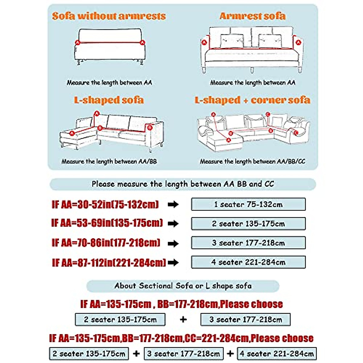 Shukii Stretch Couch Covers Sofa Covers Slipcovers for 4 Cushion Couches Geometry Printed Slipcovers Fitted Furniture Protector Couch Cover with 1 Pillowcases (4-Seater 87-112 inch)