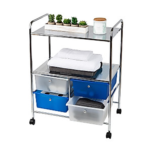 Mind Reader Rolling Utility Cart, 25 Inch, Silver 4 Drawer