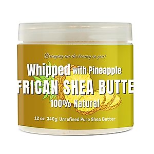 RA COSMETICS Whipped Shea Butter Pineapple - 12oz | 100% Pure & Natural African Shea Butter for Men & Women - Ultimate Handcrafted Moisturizer with Essential Vitamins for Radiant Skin & Luscious Hair