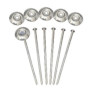 FOMMEN Stainless Steel 304 Patio Rug Stakes 8" RV Rug Stakes, Used for Rugs, Tents, Tarps, RV Mats,No More Moving - Pack of 6