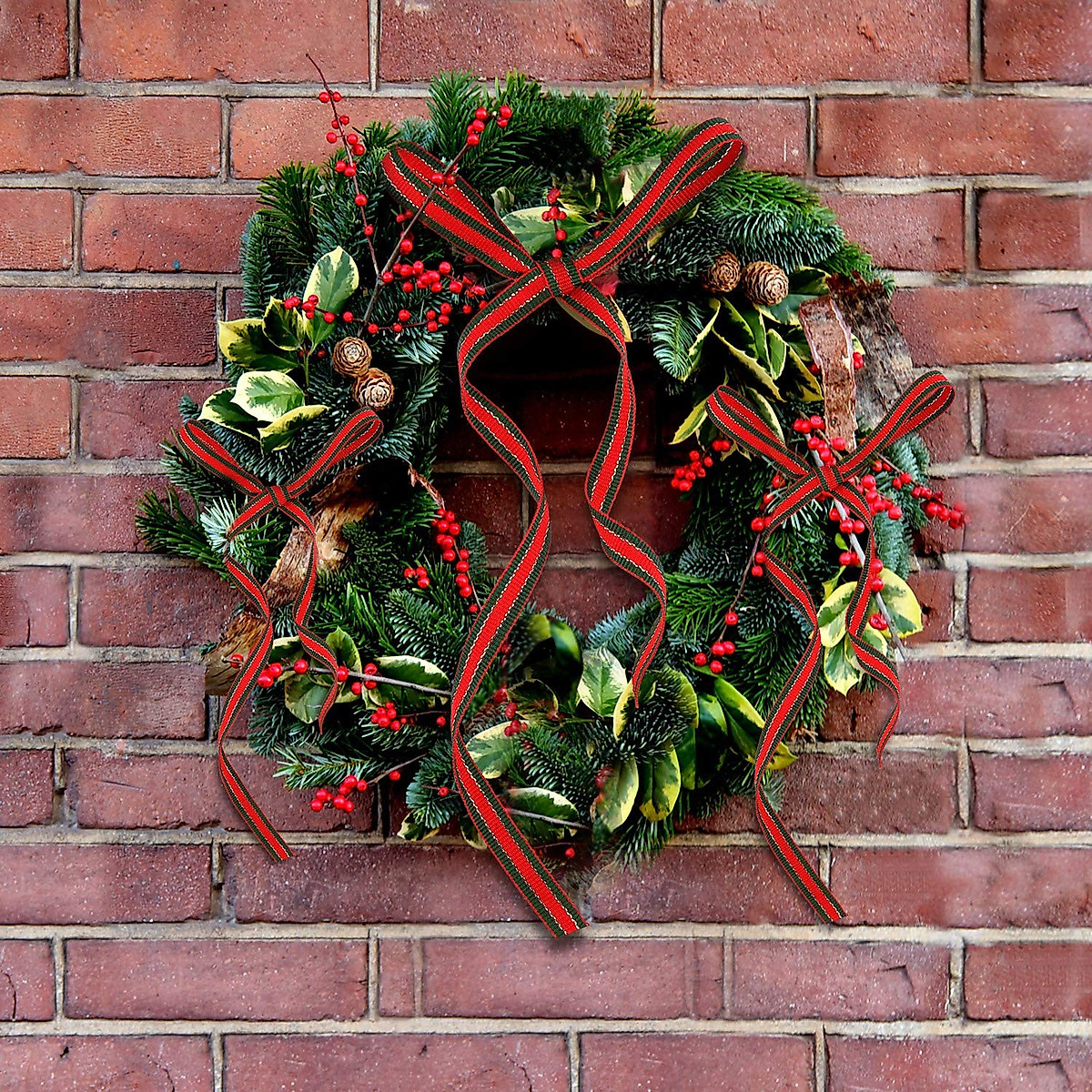 50 Yards Black and Red Buffalo Check Plaid Wired Ribbon Gingham Ribbon 3/8" Wide for Christmas Tree Wreath Bows Festive Farmhouse Decoration Gift Wrapping Crafts Floral Arrangement