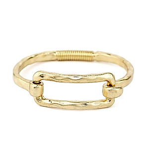 POMINA Chunky Gold Fashion Bangle Cuff Bracelet Geometric Shape Tension Bangle Wide Thick Chain Stretch Gold Bracelet for Women Teen (Square Gold)